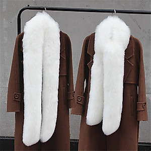 LDFWAY Long Men Women Faux Fur Collar Winter Warm Wrap Stole Scarf Shawl Shrug (White)