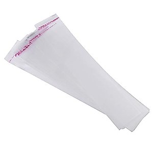 VORCOOL 200pcs Clear Long Cello Bags Self Sealing Thick OPP Adhesive Bags for Bakery Cookies Christmas Halloween Party Decorative Gift(5x27cm)