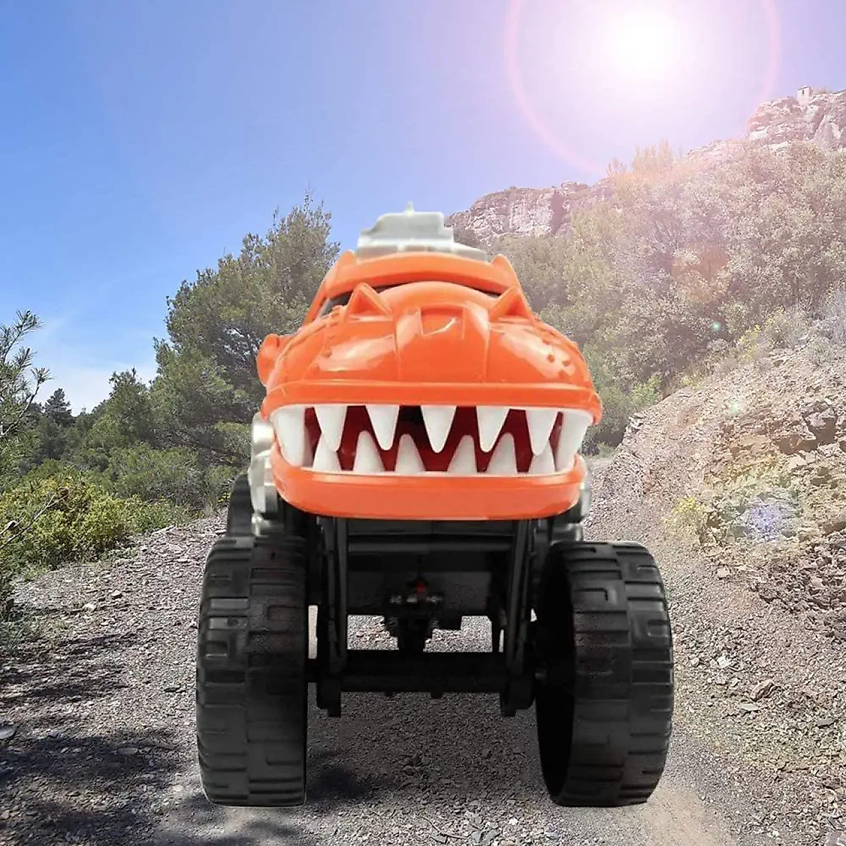 BUILD ME Dazmers Dino Monster Truck - Motorized T-Rex Monster Truck for Kids 3 Years and Up - Roars and Lights Up - Big Dinosaur Truck Toy - Durable 10" Long Monster Truck for 3 Year Old Boys