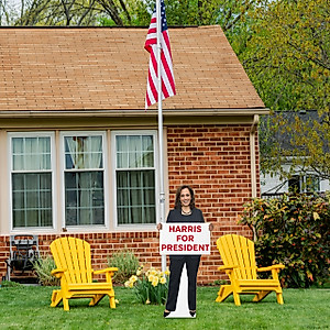 Generic Personalized Kamala Harris Stand Up - Your Text Here - Custom Life Size Kamala Cutout, 6 Size Options Plus Actual Kamala Size Cutout - Election 2024 Decor, Tan/Navy/Red/White