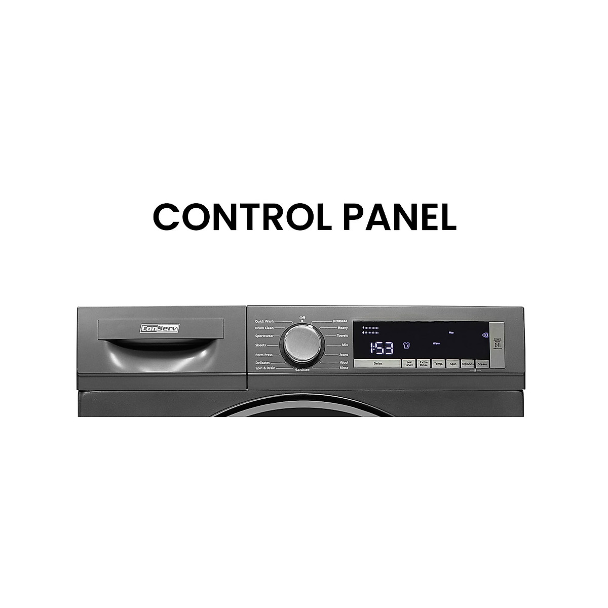 ConServ Washer 2.2cf AUTOSENSE 1400 RPM 15 programs LED Display 120V (Titanium)