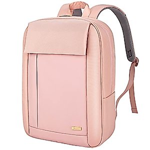Voova Travel Laptop Backpack for Men Women, Slim Lightweight Backpack Bookbag with Laptop Compartment for Work Business and College, Waterproof Computer Bag Fits 14-15.6 Inch Notebook, Pink