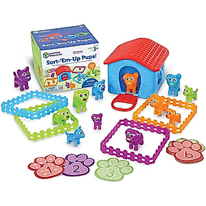 Learning Resources Sort-'Em-Up Pups 28 Pieces, Ages 3+ Sorting & Matching Toys, Educational Toys for Toddlers, Preschool Toys, Toddler Learning Toys