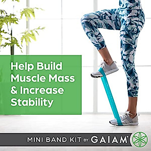 Gaiam Restore Mini Band Kit, Set of 3, Light, Medium, Heavy Lower Body Loop Resistance Bands for Legs and Booty Exercises & Workouts, 12" x 2" Bands