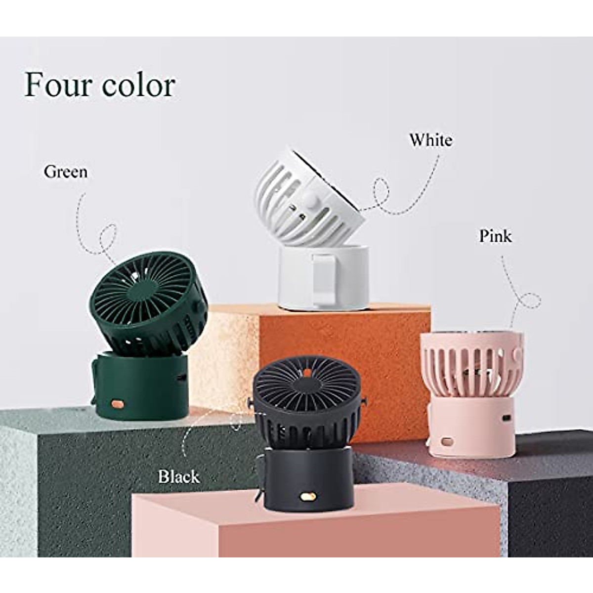 Amadething Portable Neck Fan, Desk Fan, Rechargeable Personal Small Fan, Mini Fan, Portable Neck Fan with 3 Wind Speeds (Pink)