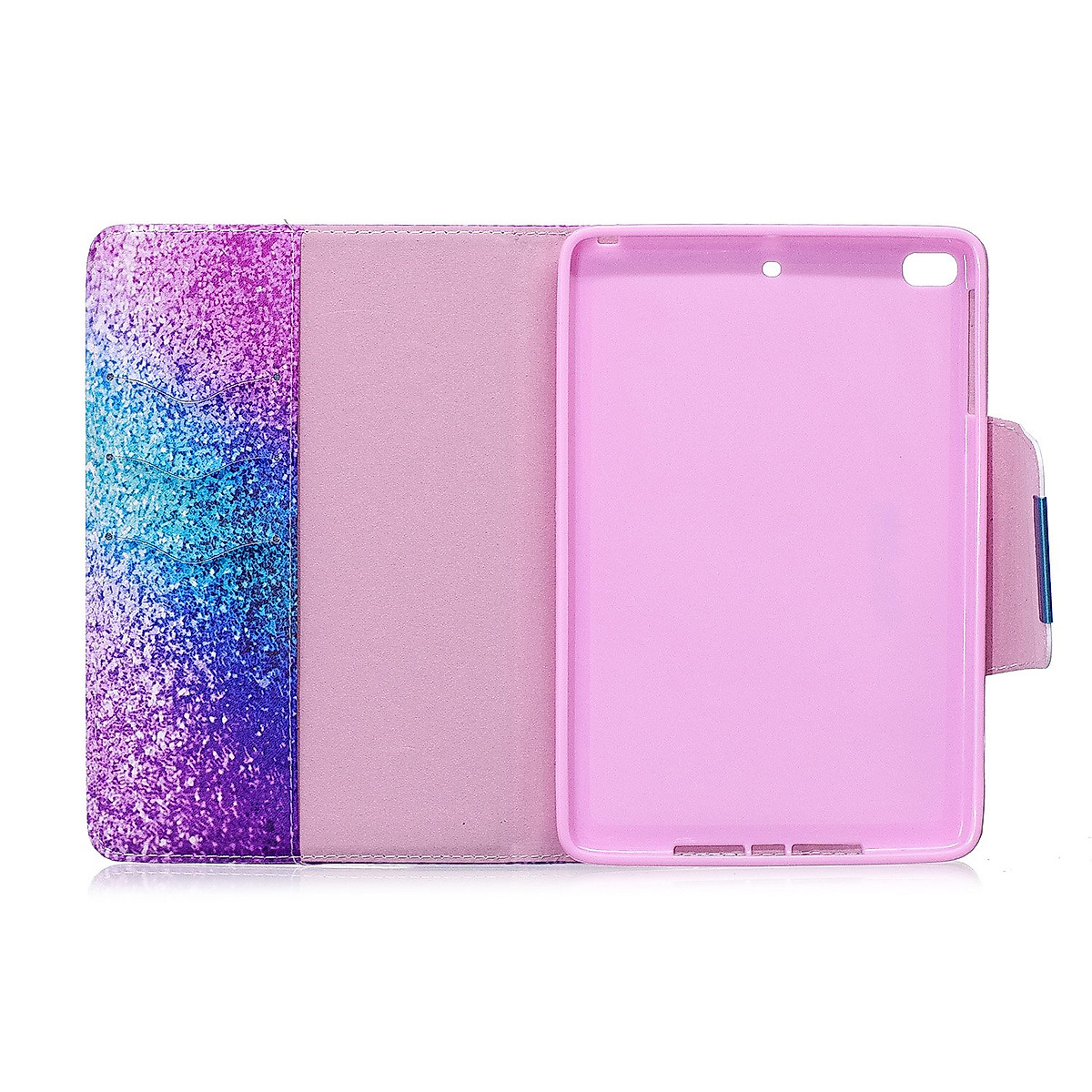 MonsDirect Case for iPad Mini 1 2 3 4 Mini 5, Leather Smart Kickstand Case Flip Wallet Protective Case Compatible with iPad Mini 1 2 3 4 Mini 5 2019, Rainbow Sand