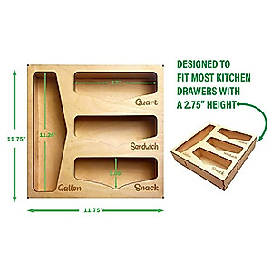 Food Storage Bag Organizer Holders – Premium Wood Kitchen Drawer