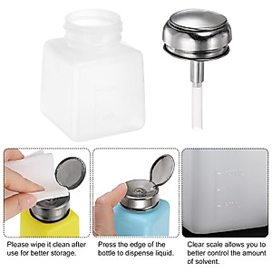 HARFINGTON 3pcs Solvent Alcohol Dispensers 100ml(3.4oz) Push Down Liquid Dispenser Pump Bottle with Sealing Stainless Steel Lid for Acetone Cleanser Polish Remover, White