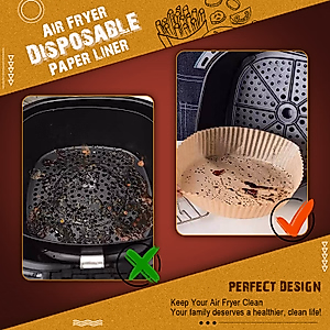 Nialnant 50PCS Air Fryer Parchment Paper Liners,6.3Inch Non-Stick Disposable Air Fryer Paper Liners,Baking Paper for Air Fryer,Natural Parchment Paper,Oil-Proof Water-Proof(6.3Inches,50PCS)