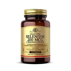 Solgar Yeast-Free Selenium 200 mcg, 100 Tablets - Supports Antioxidant & Immune System Health - Non-GMO, Vegan, Gluten Free, Dairy Free, Kosher - 100 Servings