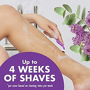 BIC Soleil Escape Women's Disposable 4-Blade Razors, Bikini Line Razor with Lavender & Eucalyptus Scented Handles, 12-Pack