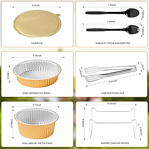 Riccioney 8 Set Disposable Chafing Dish Buffet Set Chafer Wire Racks Buffet Stand Set Food Warmer Catering Supplies Including Chafer Pans, Utensils and Buffet Stand