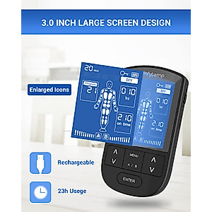 Comfytemp 4 Outputs TENS Unit Muscle Stimulator for Pain Relief, Unlimited Mode (24 Modes with DIY) EMS TENS Stim Machine Back Pain Relief Products for Neck, Sciatica, Shoulder, Shock Therapy, 10 Pads