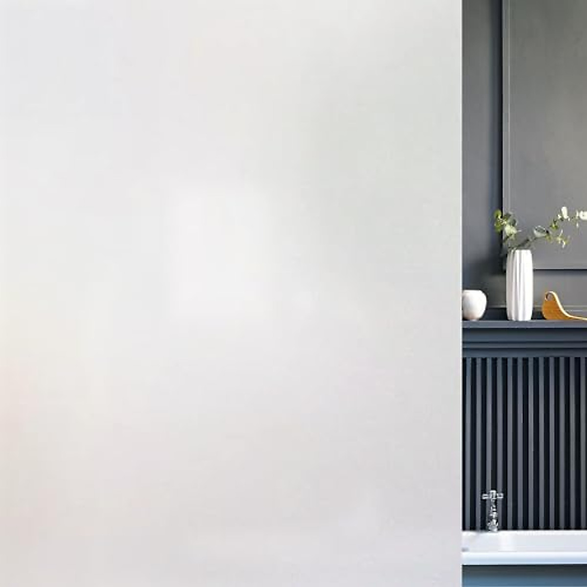 White Frosted Glass Window Film 23.6 X 78.7inch, Shackcom Bathroom Window Privacy Film - Non Adhesive Static Cling - Sun UV Blocking Heat Control Door Window Covering Decals for Home