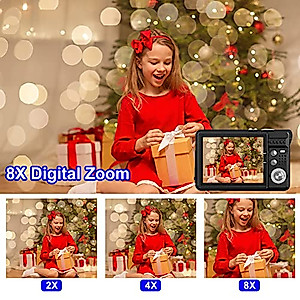Digital Camera,4k 48 MP Mini Kid Camera,Video Camera 2.7inch Digital Zoom,Pocket Camera for Beginners