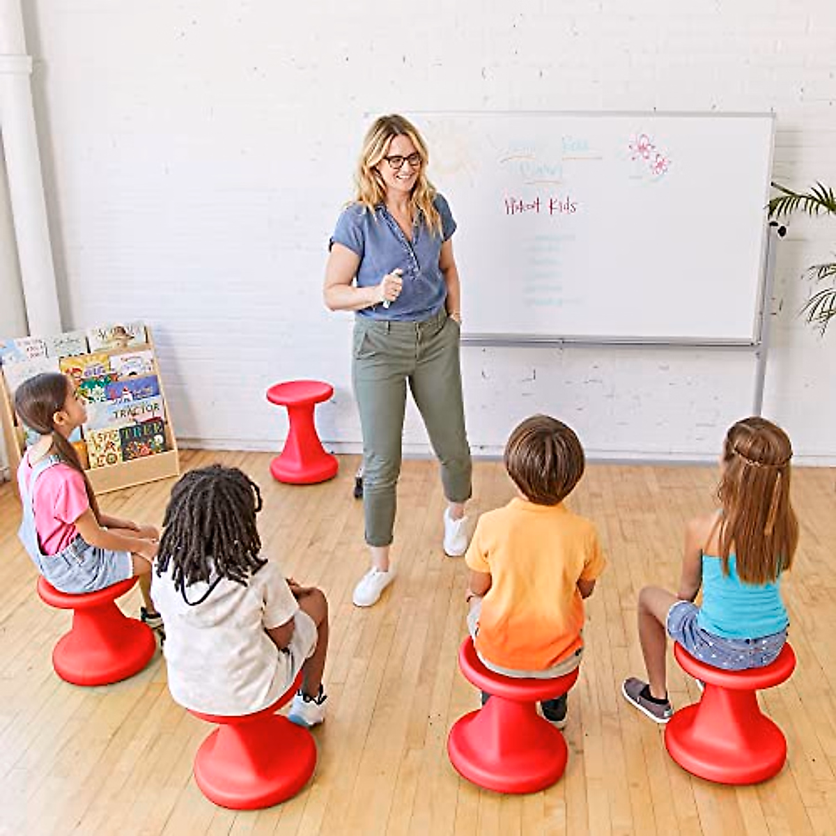 ECR4Kids Twist Wobble Stool, 14in Seat Height, Active Seating, Red