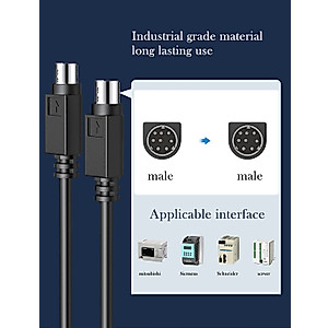 JUXINICE Mini-DIN 8-pin Male to Male Cable 6ft- Premium Copper Wire PLC Touch Screen Cable for JVC Subwoofer Replacement - Home Theater Audio (Black)