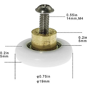 4X Replacement Shower Door Rollers/Runners/Wheels 19mm Diameter