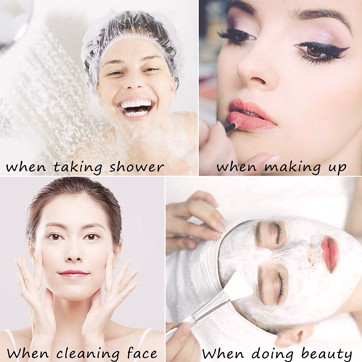 50PS Disposable Shower Caps, Plastic Clear Shower Caps, lengthening and thickening Hair Caps for Hair dyeing assistance, Hotel and Hair Salon, Home Use, Portable Travel (Size 20.5"/52cm）