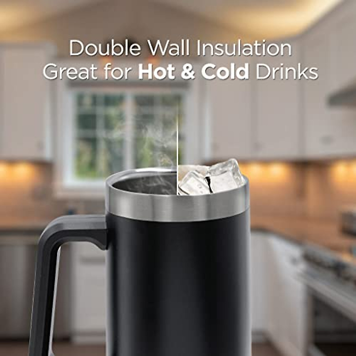 GALVANOX Boss Gift XL Stainless Steel Beer Mug - Insulated 24oz Large Beer Stein with Handle for Christmas/Office Appreciation Day, Gift Boxed Tumbler Cup (Laser Etched “Coolest Boss Ever”)