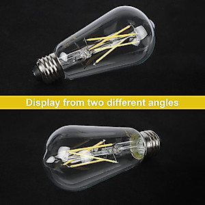 Ascher Vintage LED Edison Bulbs 60 Watt Equivalent, Eye Protection Led Bulb with 95+ CRI, Non-Dimmable, High Brightness Daylight White 4000K, ST58 Antique LED Filament Bulbs, E26 Base, Pack of 4