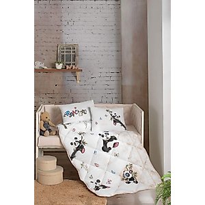 OZINCI Cute Panda Bedding Set - 100% Cotton Nursery Crib Set for Girls Boys Unisex, 6 Pieces Baby Comforter/Quilt Set, Comforter, Crib Sheet, Pillowcases,