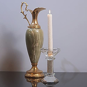 Tall 8-inch Marble Taper Dinner Natural Candles, Clean Burning, Smokeless (16 Count)