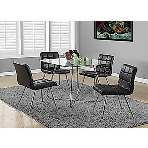 Atlin Designs Glass Top Dining Table in Silver Chrome