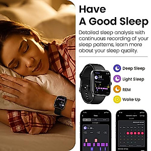 TOZO S3 Smart Watch (Answer/Make Call) Bluetooth Fitness Tracker with Heart Rate, Blood Oxygen Monitor, Sleep Monitor IP68 Waterproof 1.83-inch HD Color for Men Women Compatible with iPhone & Android