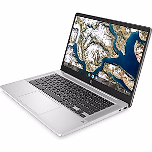 HP 2021 Newest Chromebook 14 Inch FHD 1080P Laptop with Webcam, Intel Celeron N4000 up to 2.6 GHz, 4GB RAM, 64GB eMMC, Webcam, WiFi 5, Chrome OS + NexiGo 128GB MicroSD Card Bundle