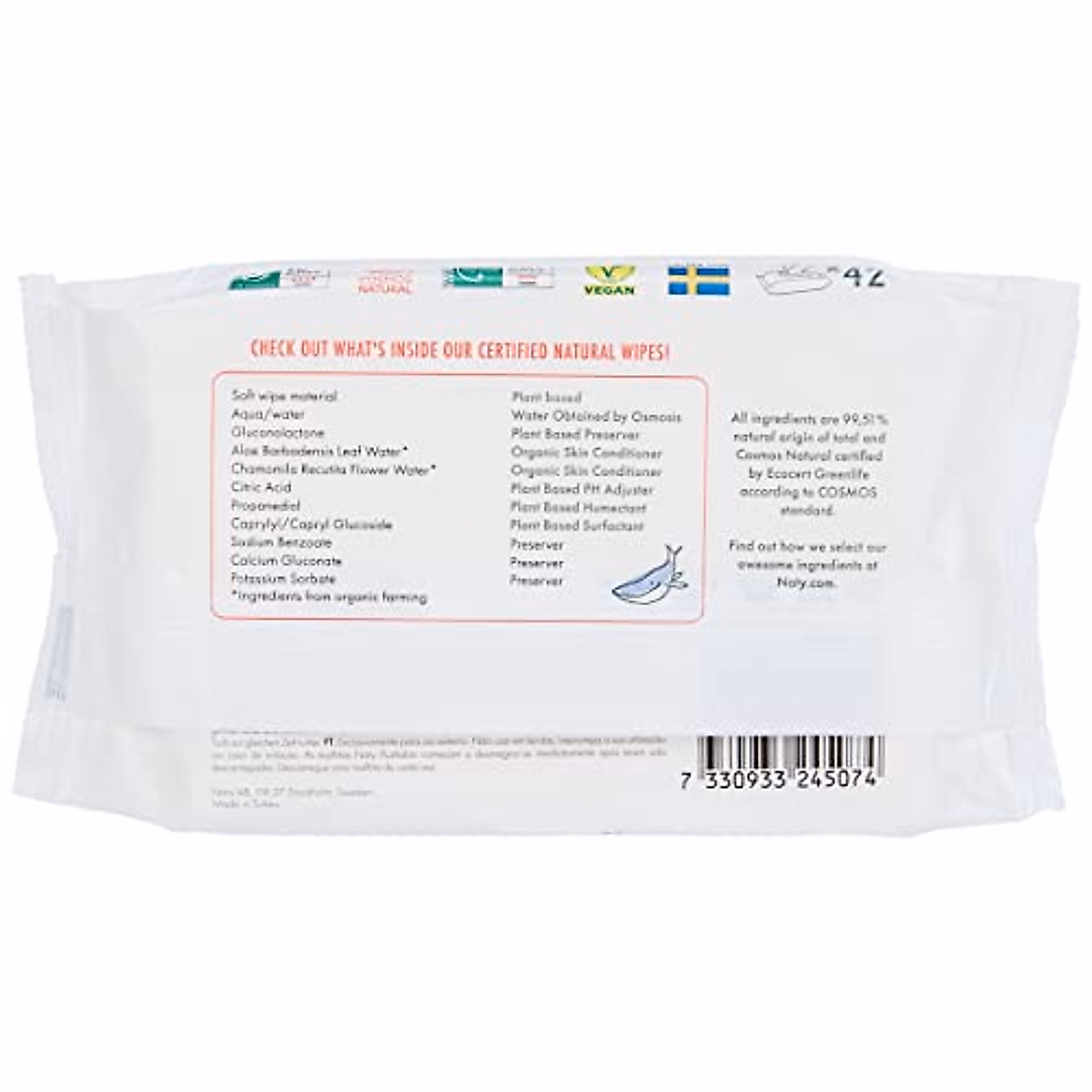 Naty Eco-Sensitive Toddler Wipes - Resealable Top - 42 ct
