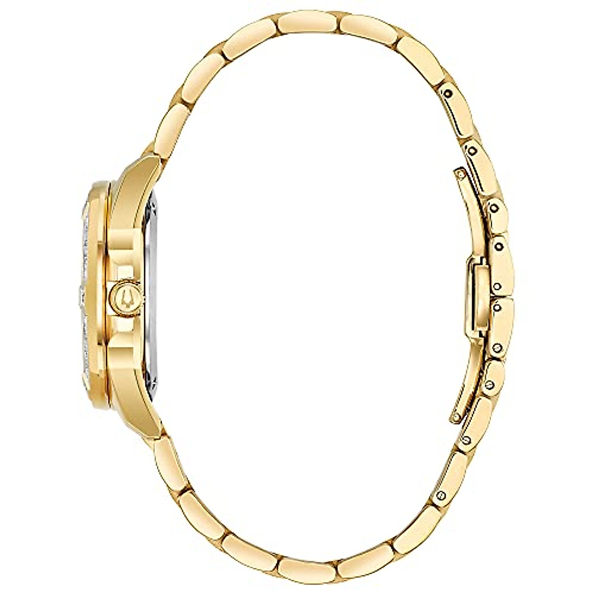 Bulova Ladies' Marine Star Diamond Gold Tone Stainless Steel 3-Hand Quartz Watch, White Mother-of-Pearl Dial and Sapphire Crystal Style: 98R235