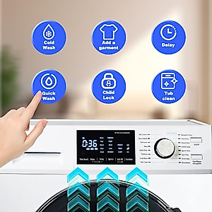 SMETA Compact Front Load Washer Washing Machine 2.8 cu. ft. Small Front Foading Space Saving Washer 24" with 36-Minute Quick Clothes Washing Machines RV Dorm Camper (2.8 cuft)