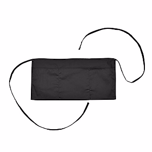 Waist Aprons Commercial Restaurant Home Bib Spun Poly Cotton Kitchen (3 Pockets) in Black