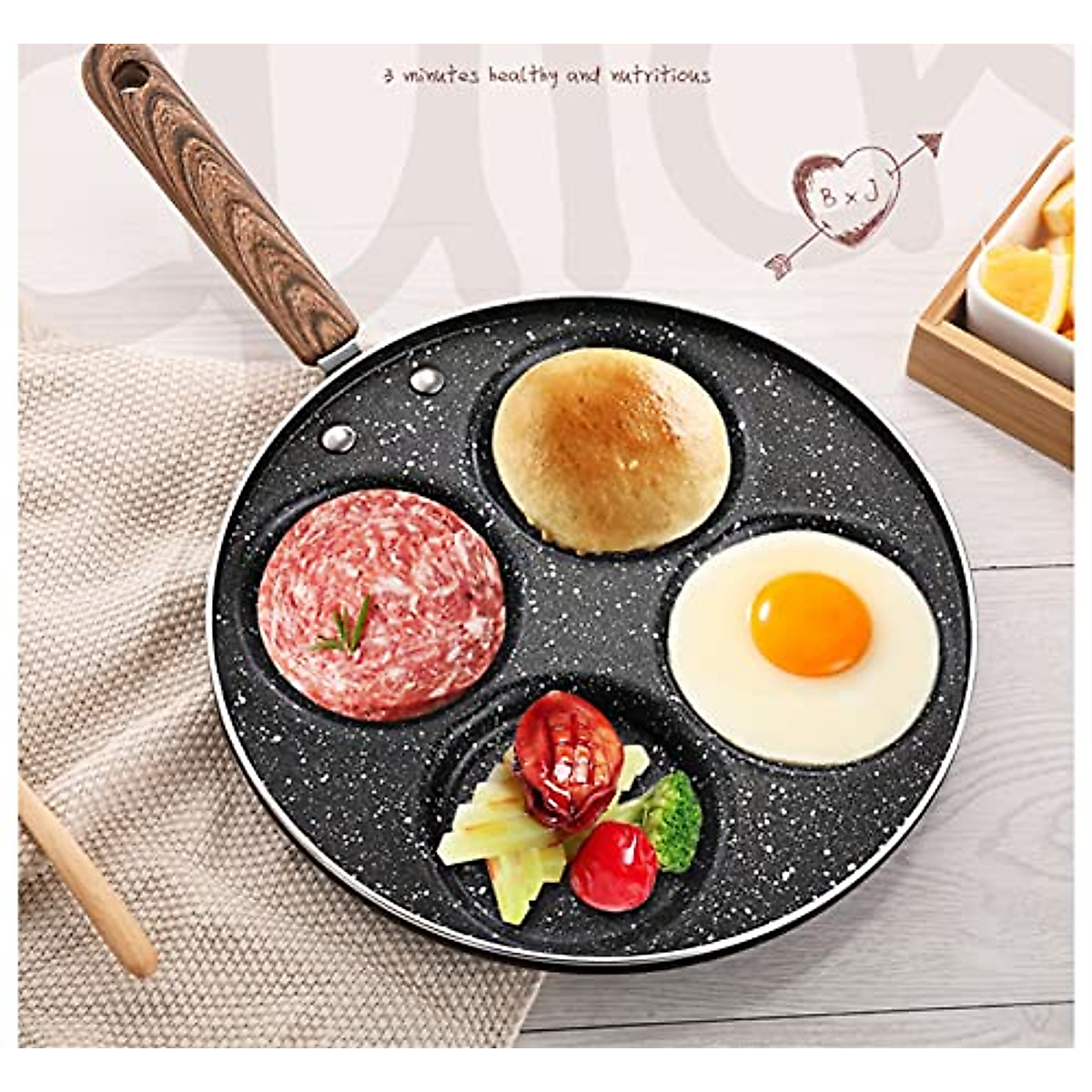Egg Frying Pan, 4 Cups Household Aluminum Non Stick Breakfast Fried Egg Cooker, Swedish Pancake, Plett, Crepe Pan for Gas Stove, 9.6 in