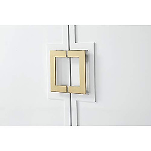 Inspired Home Sideboard - White | Design: Daryl | 4 Doors | Polished Gold Handle and Leg Tip