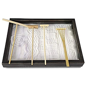Zen Sandbox Rake 4-Pieces Kit Micro Landscape Decoration Sand Table Bamboo Rake Smoothing Hand Tools Combo Landscape Sand Rakes Feng Shui Gardening Supplies for Home Office