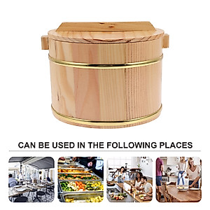 Rice Bowl Rice Bucket Wood Cooking Steamer: Wooden Steamed Cask Sushi Rice Cooling Bowl Rice Bowl Rice Cooking Tub with Lid for Home Restaurant Rice Sushi Bowl 18cm Rice Steamed Bucket
