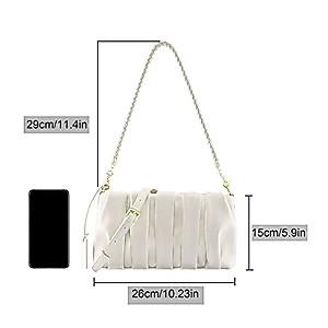 CHIC DIARY Clutch Purse for Women Small Tote Bag Crossbody Satchel Ruched Hobo Shoulder Handbag (Beige)