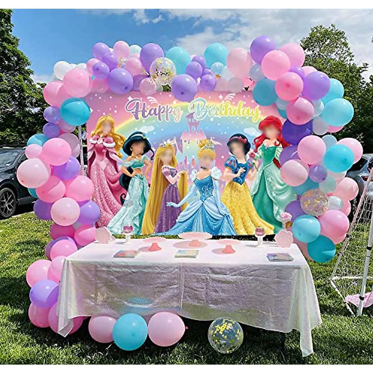 Princess Birthday Backdrop Princess Theme Photography Background Girls Party Supplies Princess Baby Shower Decorations Cake Table Banner Kids Photo Booth Props 6x4FT