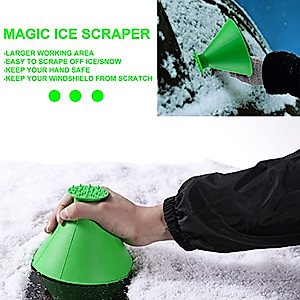3 Pcs Magical Ice Scrapers for Car Windshield, Round Snow Scraper with Funnel, Cone-Shaped Car Snow Remover, Car Window Scraper for Ice & Snow, Car Winter Accessories, Gift for Chrismas (Green)