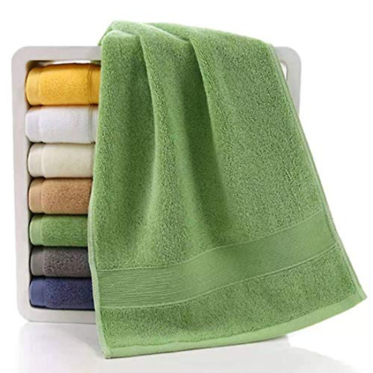 LRUUIDDE Bathroom Hand Towels 2 Set,100% Cotton Hand Towel for Bath, Hand, Face, Kitchen, Super Soft, Highly Absorbent, Machine Washable, Size 14" x 30" (Green)…