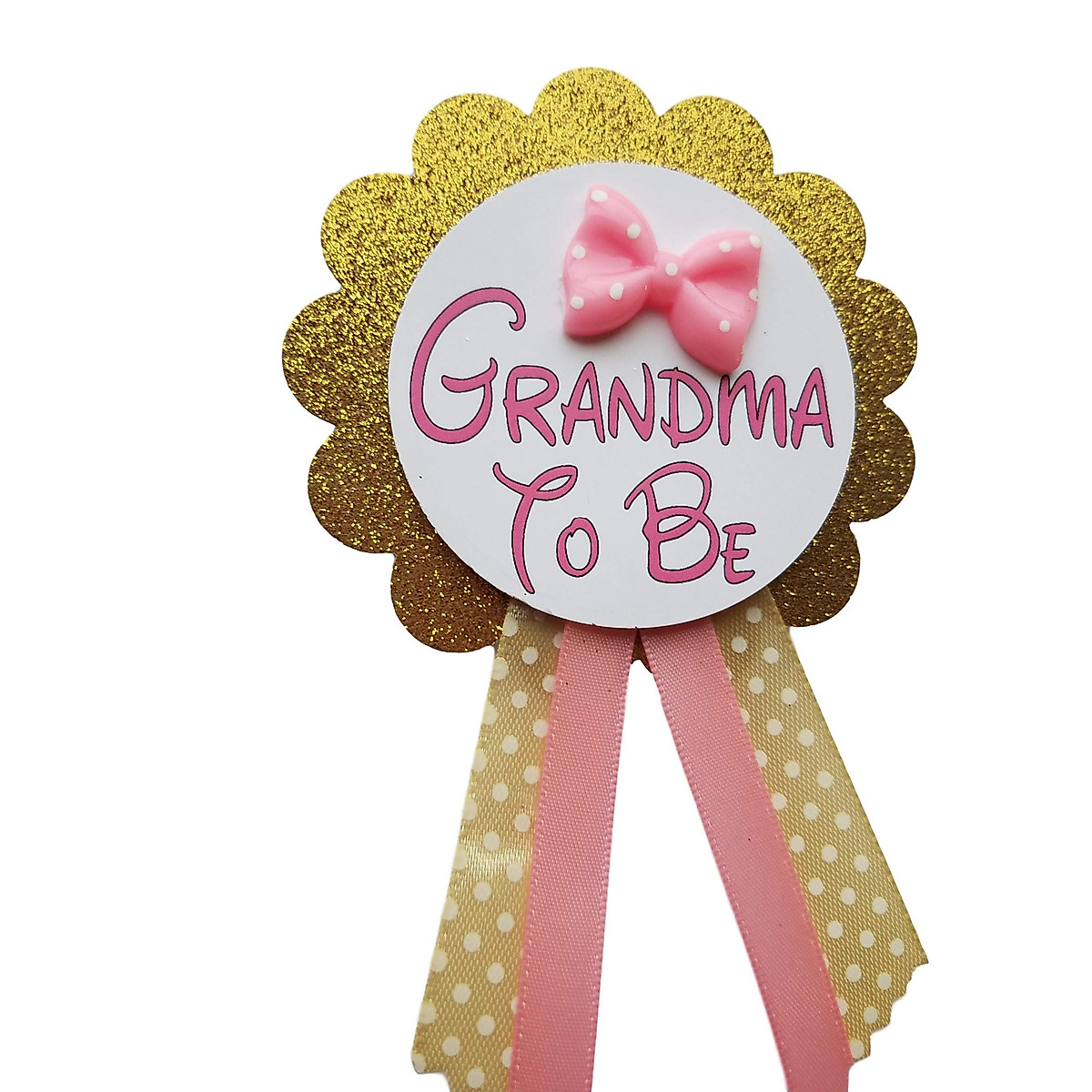 Grandma to Be Pin Girl Baby Shower Pin for nona to wear, Pink & Gold Glitter It's a Girl Baby Sprinkle