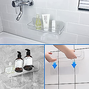Diesisa Plastic Wall Mount Organizer, Adhesive Clear Acrylic Shelf, No Drilling Hang Walls, Adhesive Shelf with Self Adhesive Tape, for Bathroom, Pantry, Kitchen, Utility Room 12.4 * 3.42 * 3.26 inch