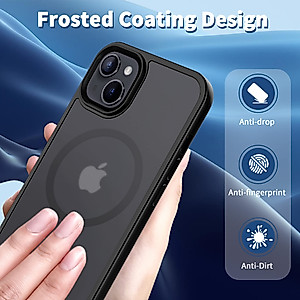 CACOE Magnetic Case for iPhone 13 & iPhone 14 6.1 inch-Compatible with MagSafe & Magnetic Car Phone Mount,Anti-Fingerprint TPU Thin Phone Cases Cover Protective Shockproof (Matte Black)