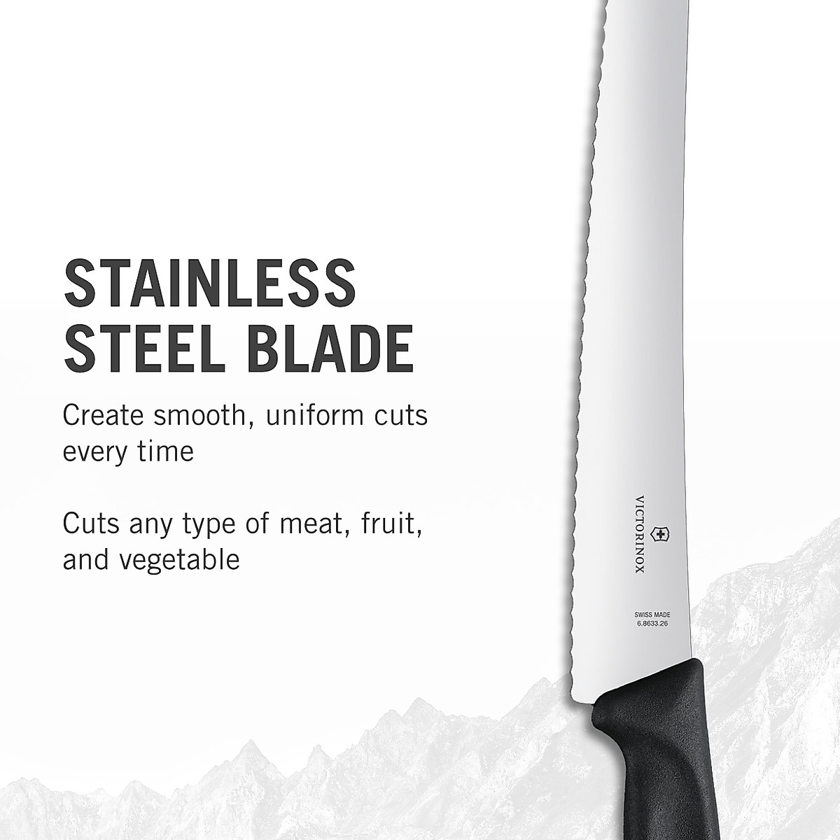 Victorinox Swiss Classic 10.25-Inch Curved Bread Knife with Serrated Edge and Black Handle