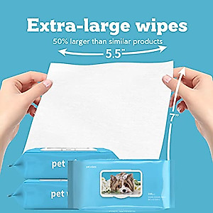 WHOMASS Pet Wipes for Dog and Cat，6" x 8“ Standard Cleans Ears,Face,Paws,Butt,Body and Eye-Multipurpose Grooming Wipes (100 Count)