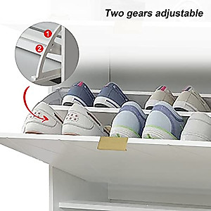 eclife Shoe Cabinet Shoe Rack Storage Organizer with 3-Tier Drawers White Entryway Shoe Cabinet for Heels, Boots, Slippers