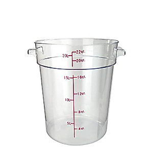 Tiger Chef 22 Quart Commercial Grade Clear Food Storage Round Polycarbonate Containers With Clear Lids 