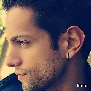 8MM Cartilage Earring Surgical Stainless Steel Hoop Earrings Men Tiny Small Huggie Hoop Earrings Helix Rook Daith Tragus Piercing Jewelry Sleeper Second Hole Earrings for Women 20G Gifts for Men Him